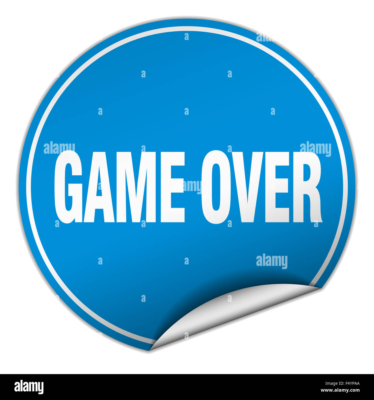 game over round blue sticker isolated on white Stock Photo - Alamy
