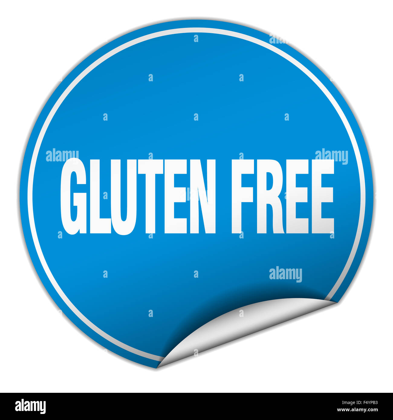 gluten free round blue sticker isolated on white Stock Photo - Alamy