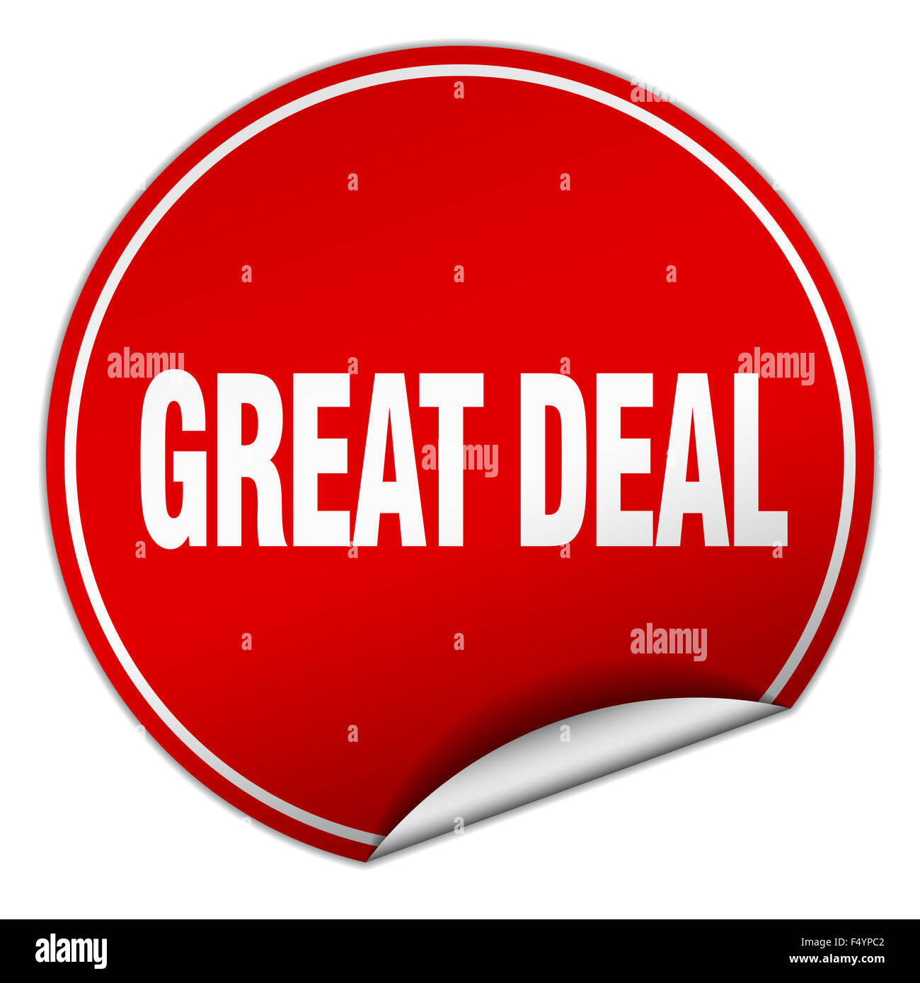 great deal round red sticker isolated on white Stock Photo - Alamy
