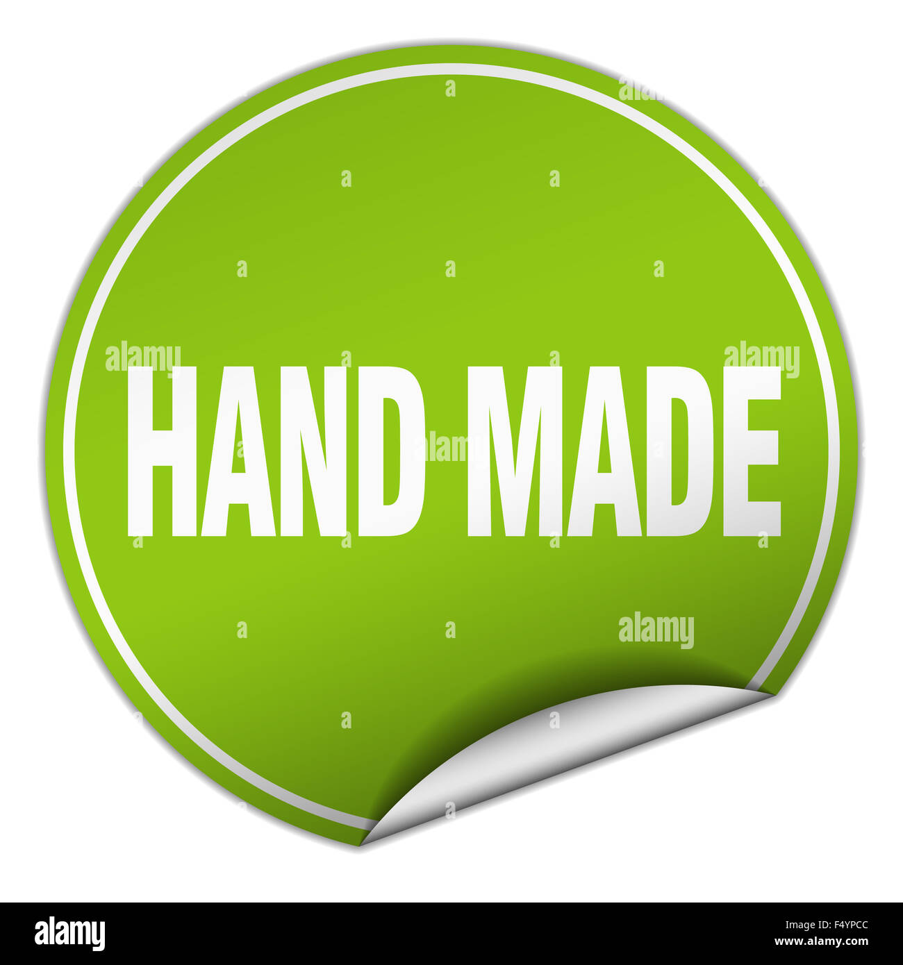 hand made round green sticker isolated on white Stock Photo - Alamy