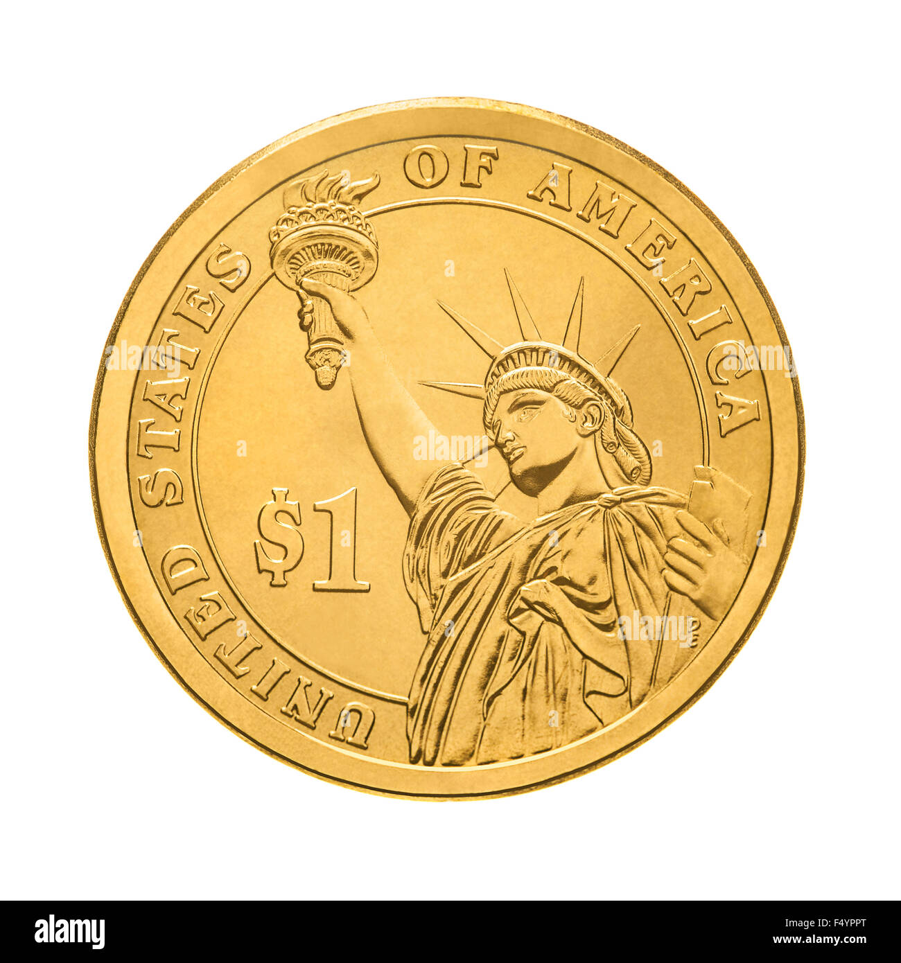 One dollar coin - Statue of Liberty Stock Photo - Alamy