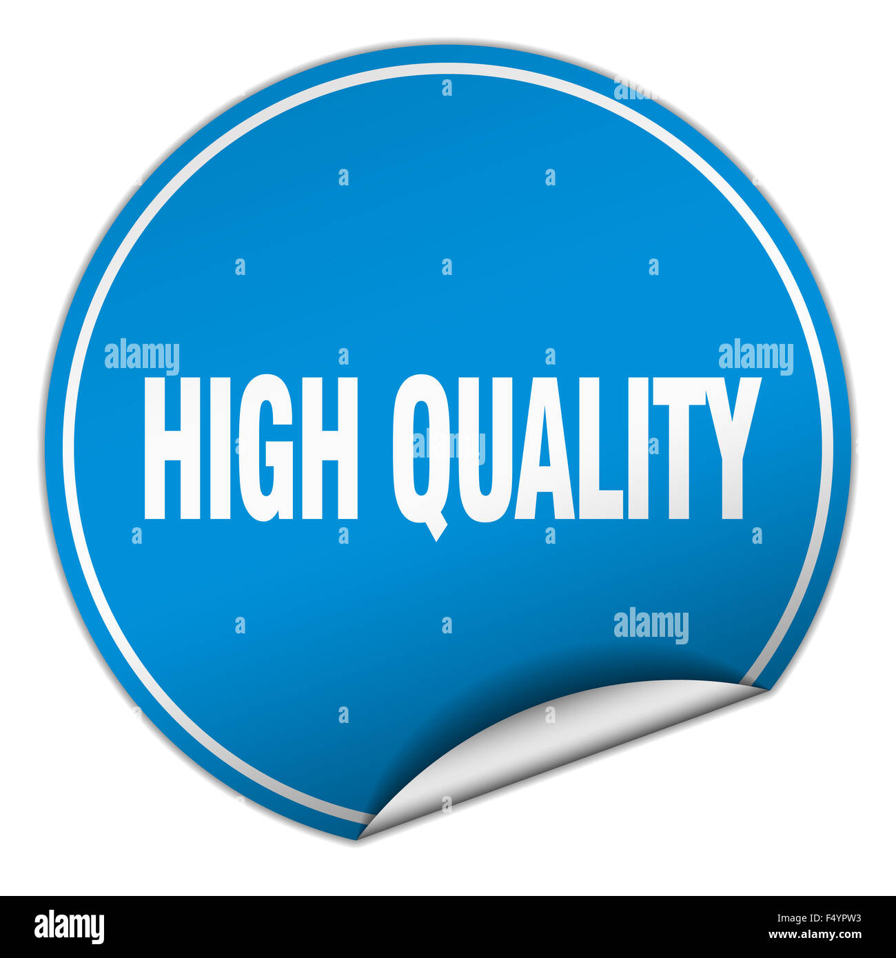 high quality round blue sticker isolated on white Stock Photo - Alamy