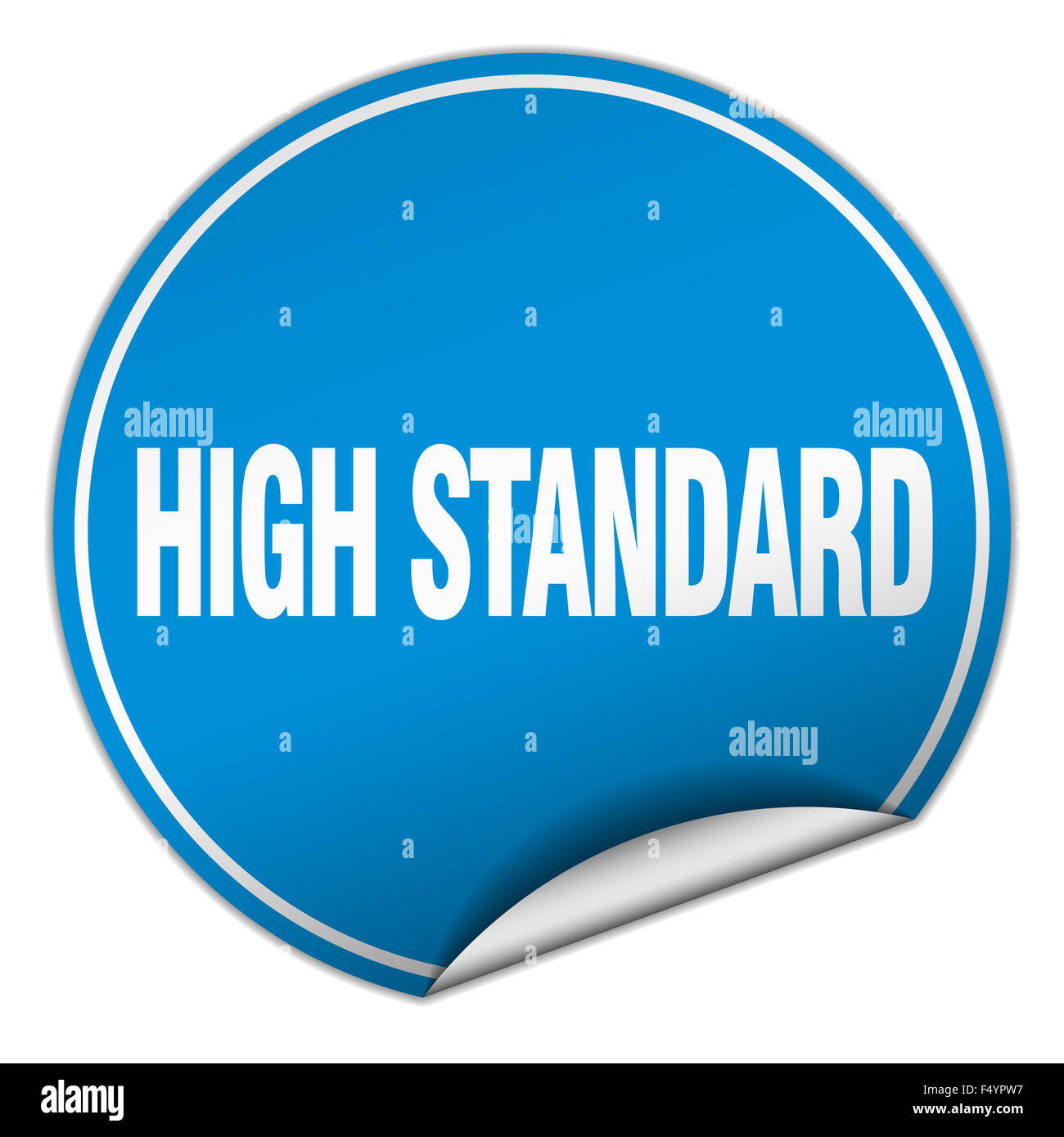 high standard round blue sticker isolated on white Stock Photo - Alamy