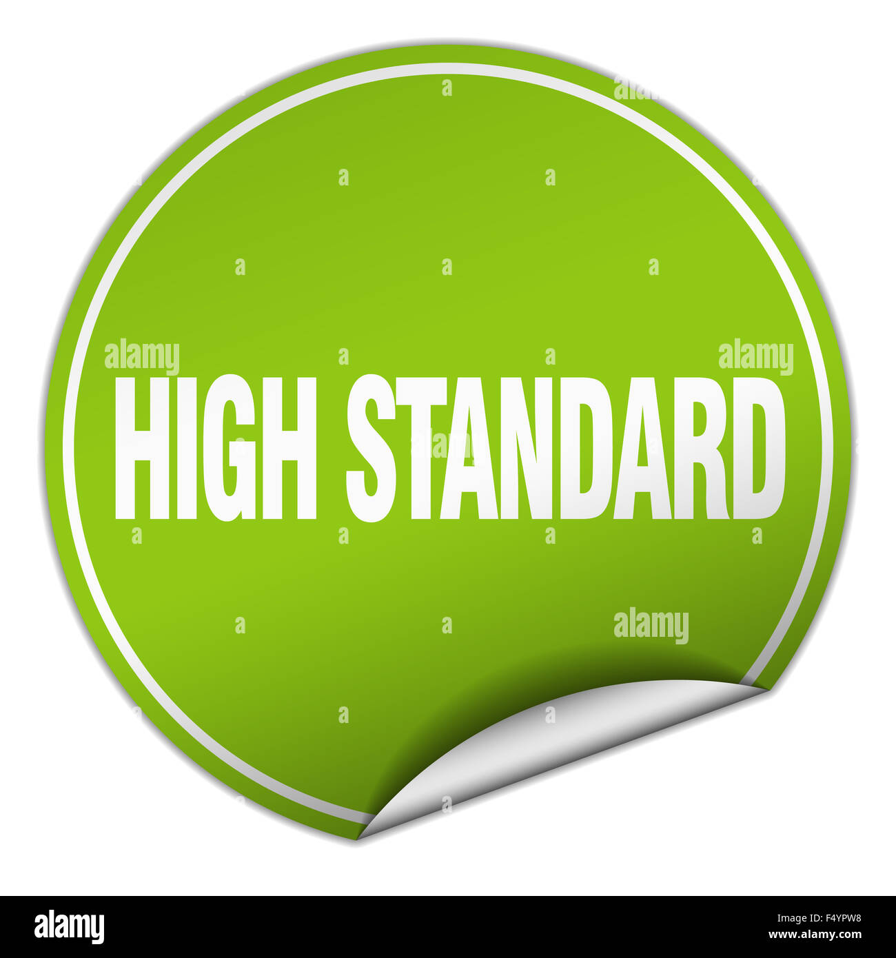 high standard round green sticker isolated on white Stock Photo - Alamy