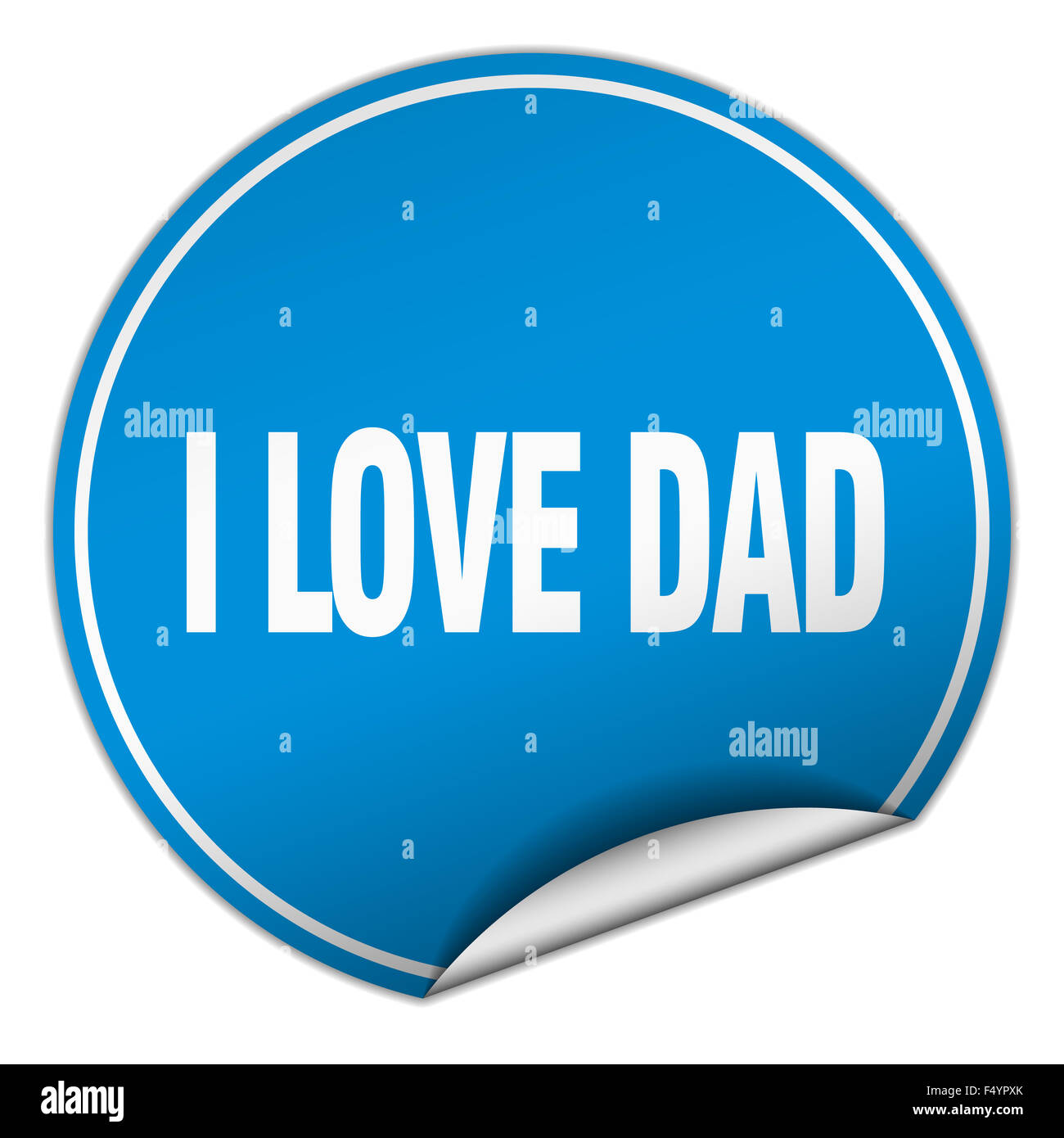i love dad round blue sticker isolated on white Stock Photo - Alamy