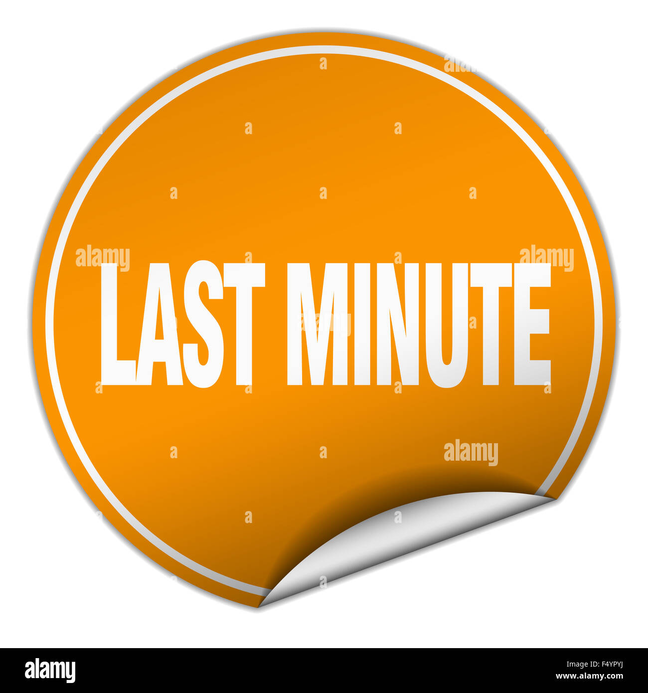 last minute round orange sticker isolated on white Stock Photo - Alamy