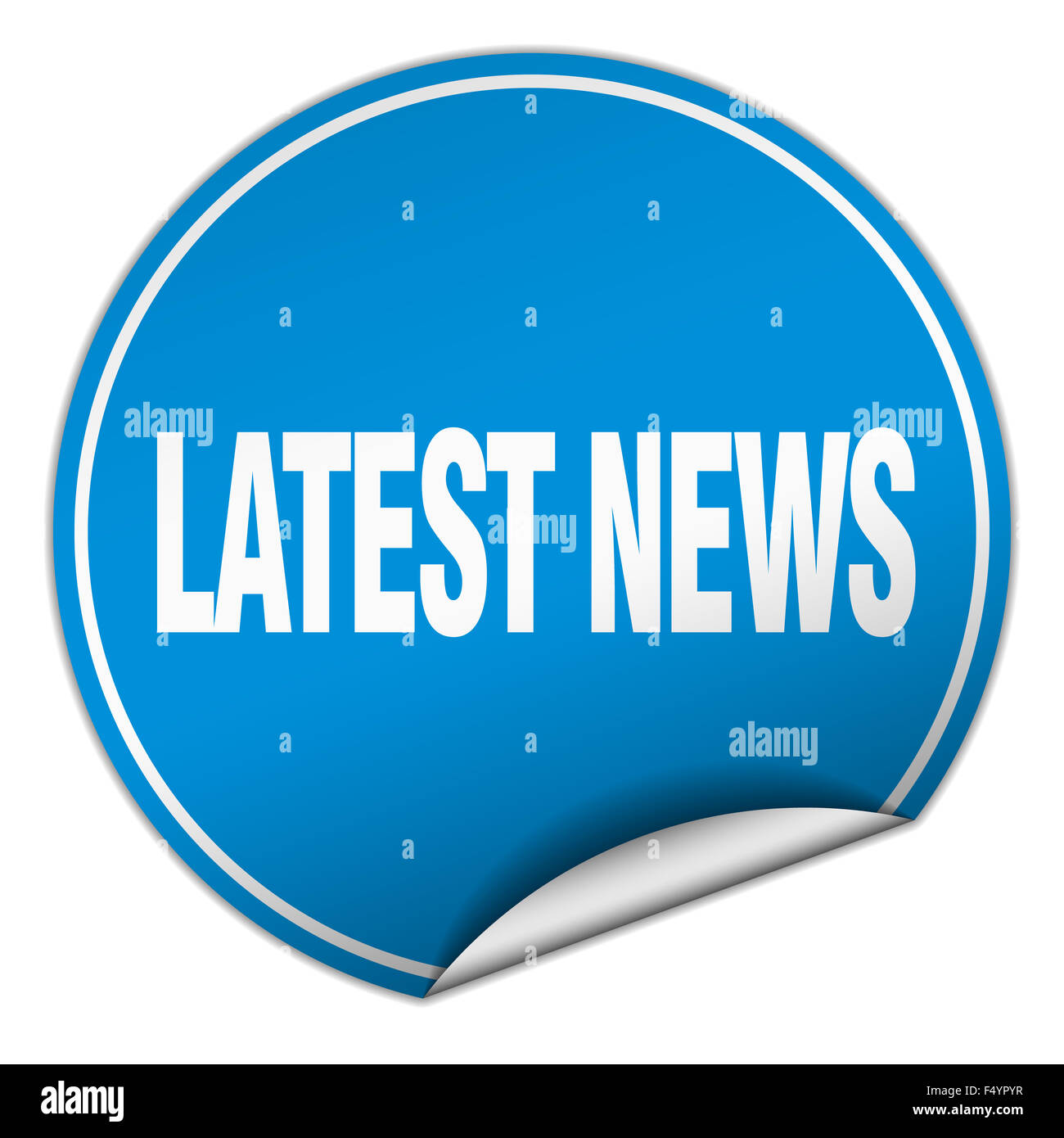 latest news round blue sticker isolated on white Stock Photo - Alamy