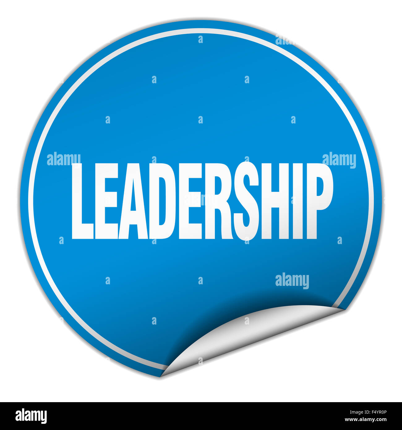 leadership round blue sticker isolated on white Stock Photo - Alamy
