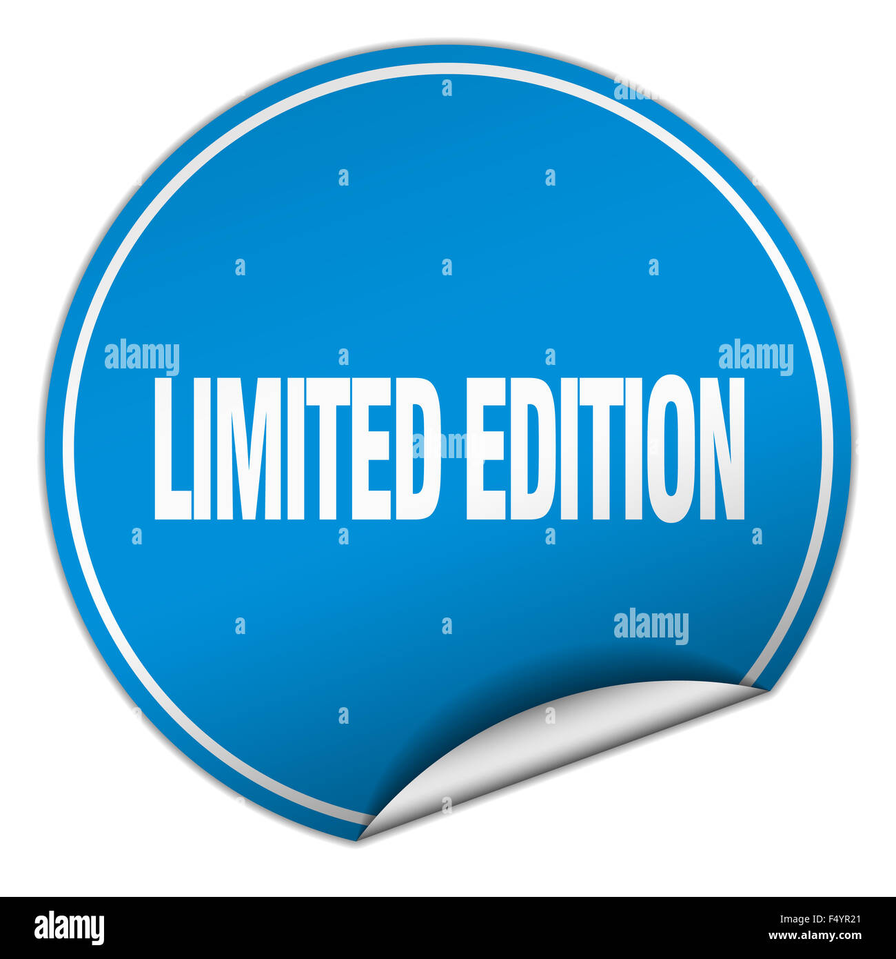 limited edition round blue sticker isolated on white Stock Photo - Alamy