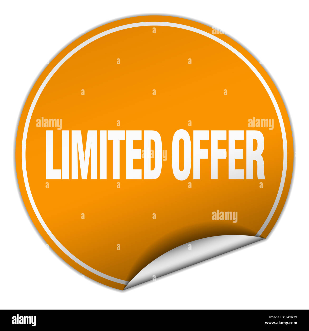 limited offer round orange sticker isolated on white Stock Photo - Alamy