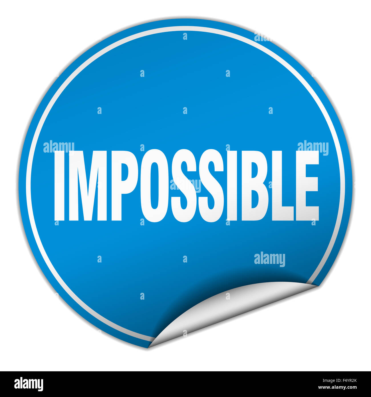 impossible round blue sticker isolated on white Stock Photo - Alamy