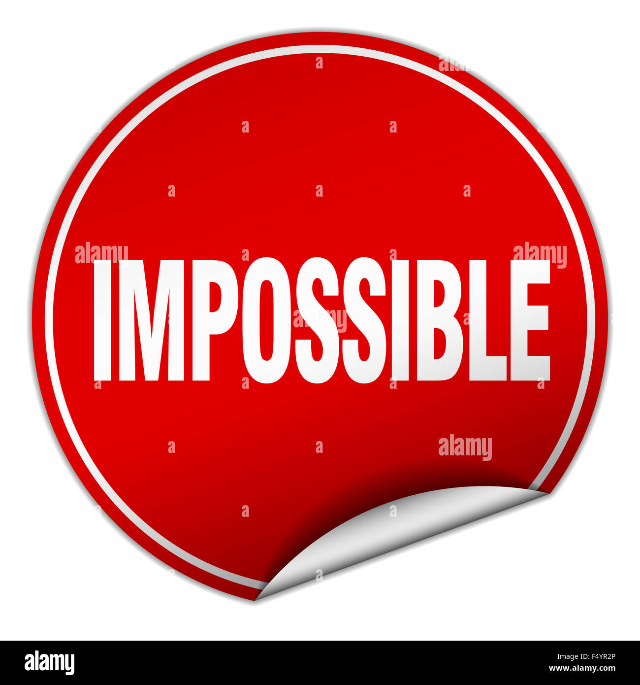 impossible round red sticker isolated on white Stock Photo - Alamy