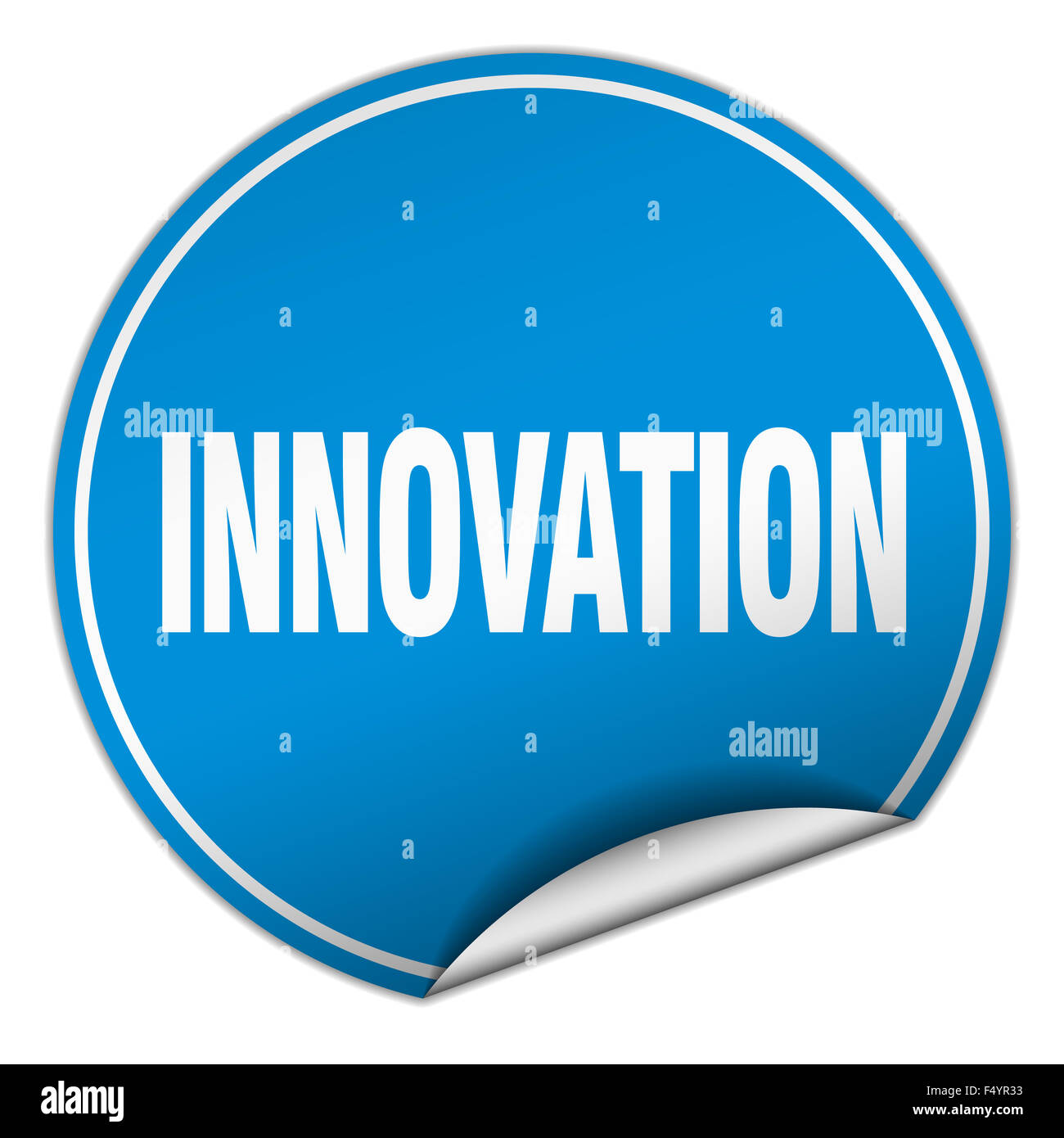 innovation round blue sticker isolated on white Stock Photo - Alamy