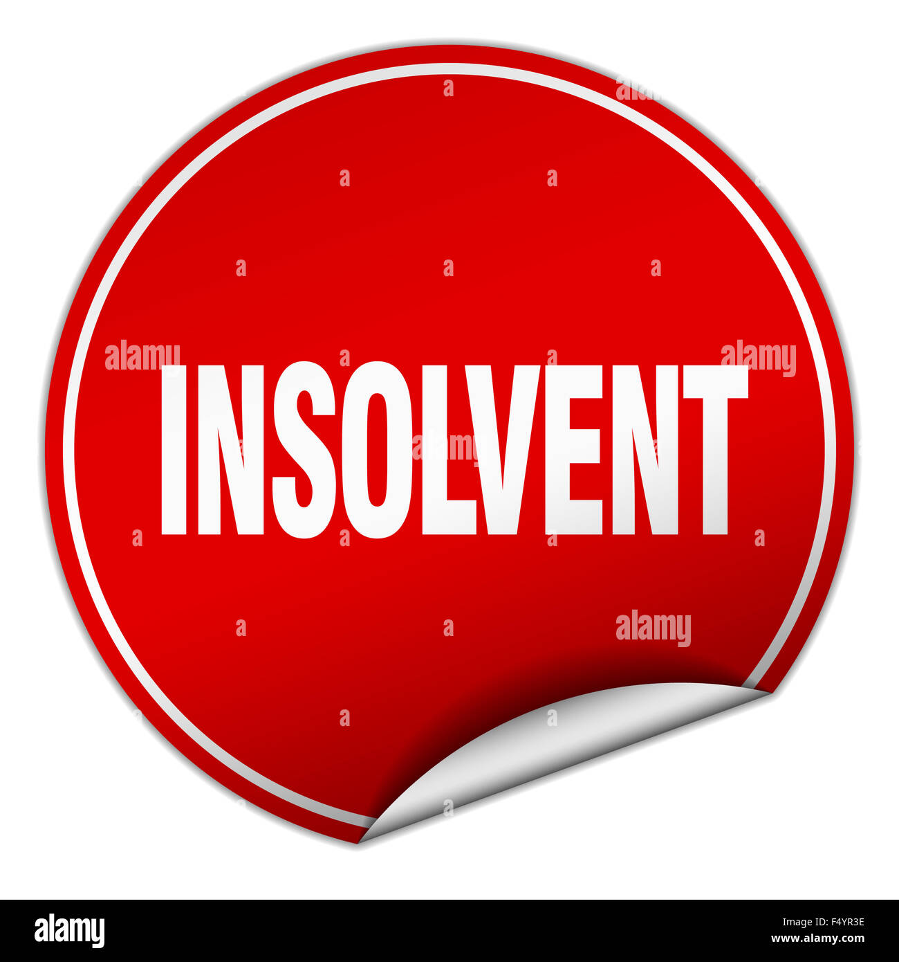insolvent round red sticker isolated on white Stock Photo - Alamy