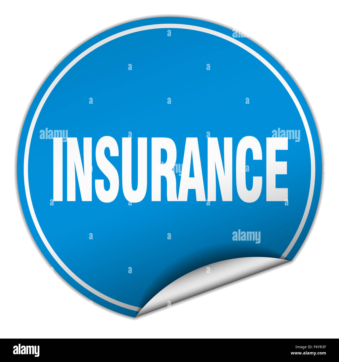insurance round blue sticker isolated on white Stock Photo - Alamy