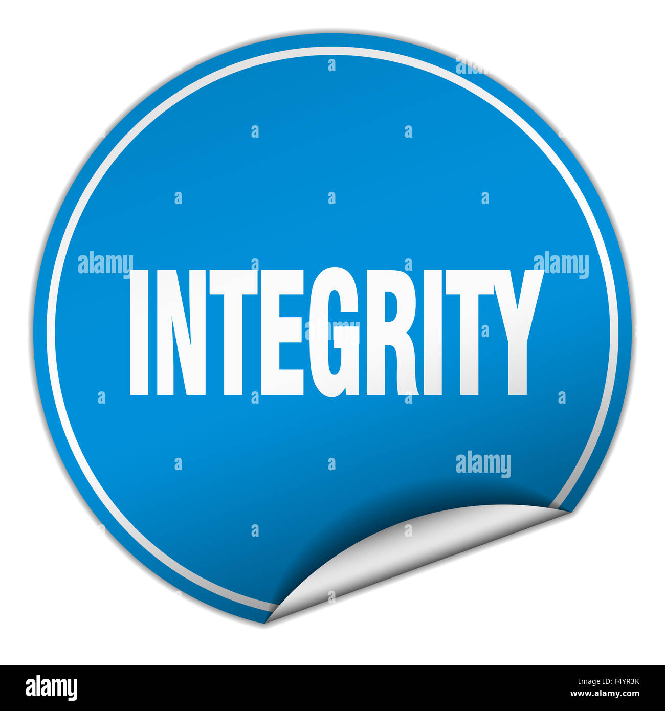 integrity round blue sticker isolated on white Stock Photo - Alamy