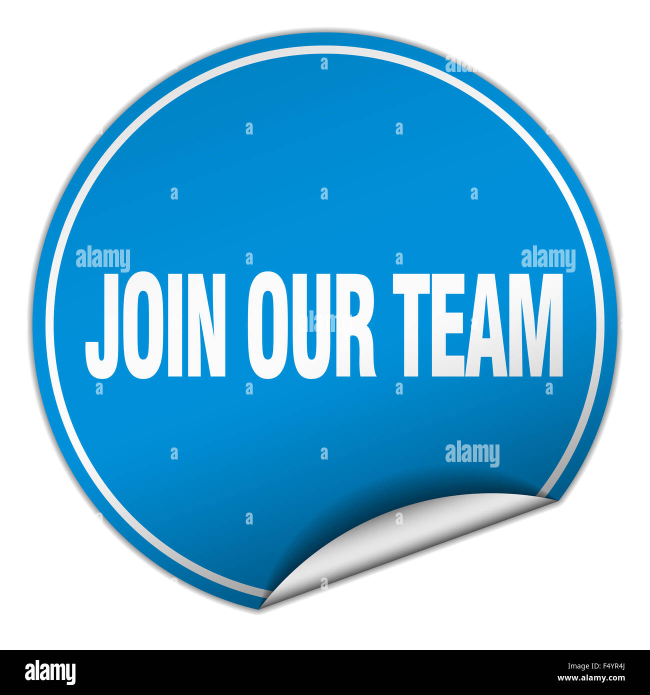join our team round blue sticker isolated on white Stock Photo - Alamy