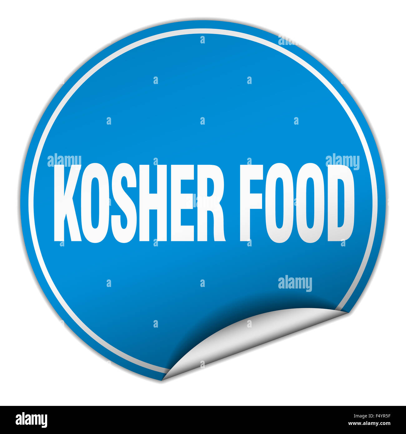 kosher food round blue sticker isolated on white Stock Photo - Alamy