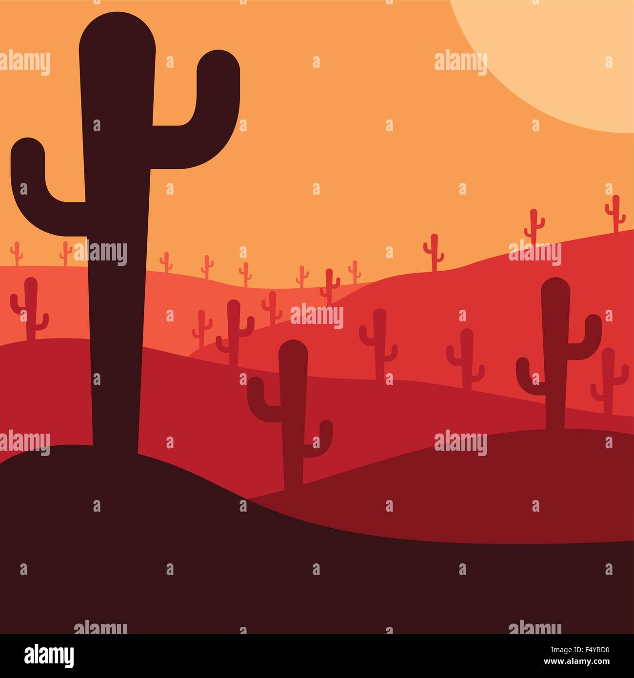Mexican desert cactus scene in vector format Stock Vector Image & Art ...