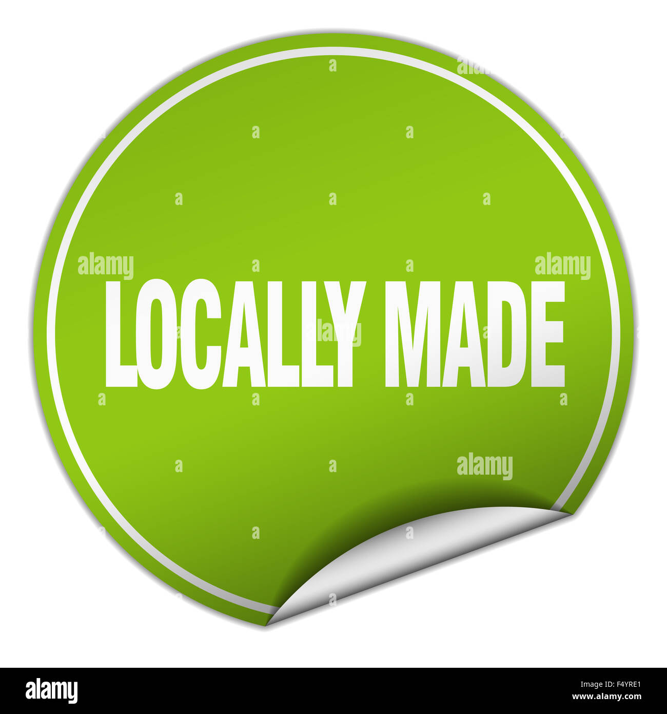 locally made round green sticker isolated on white Stock Photo - Alamy
