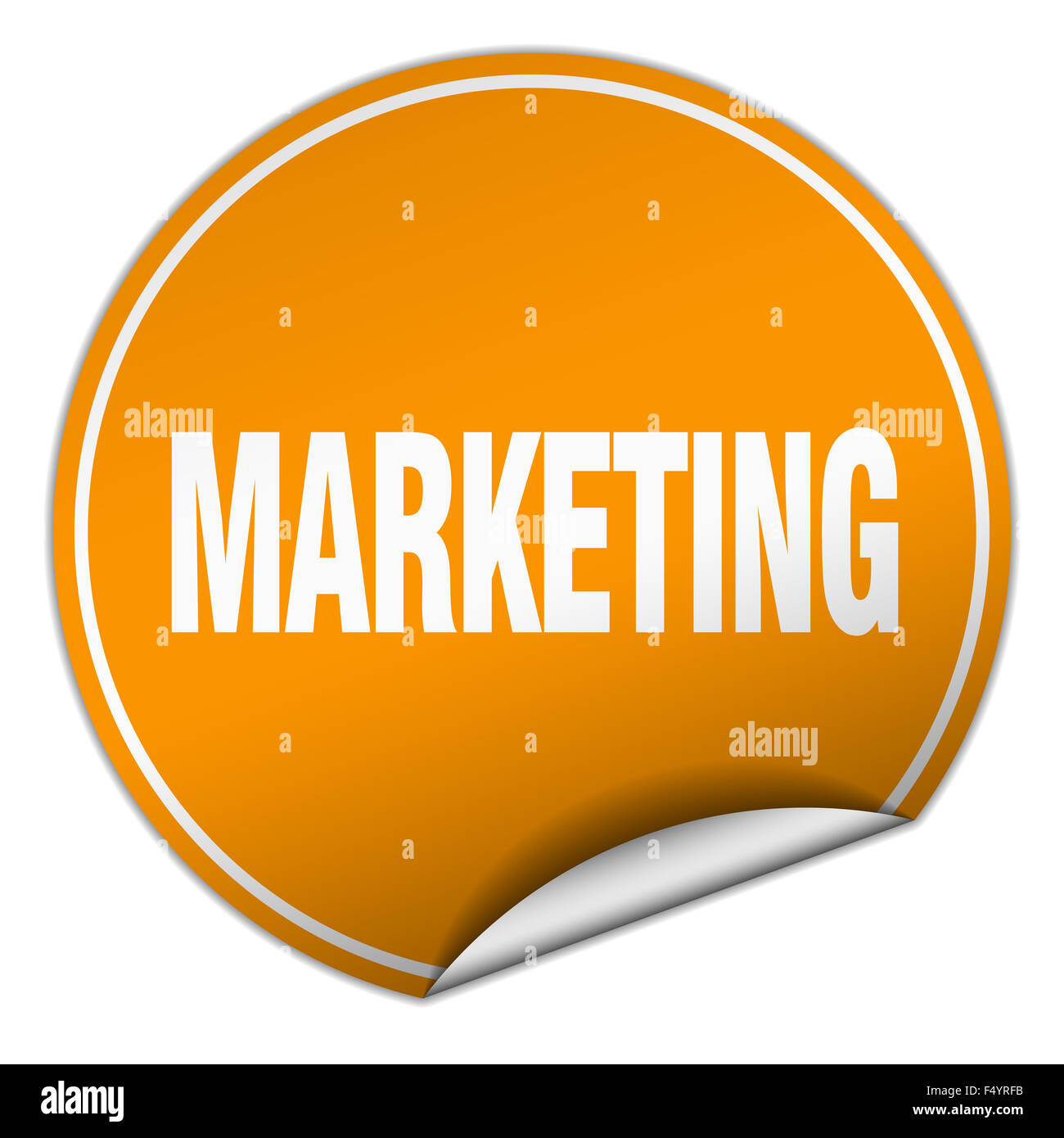 marketing round orange sticker isolated on white Stock Photo - Alamy