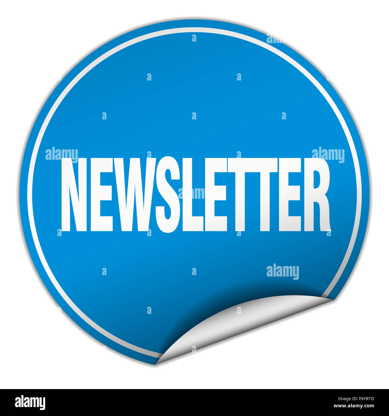 newsletter round blue sticker isolated on white Stock Photo - Alamy