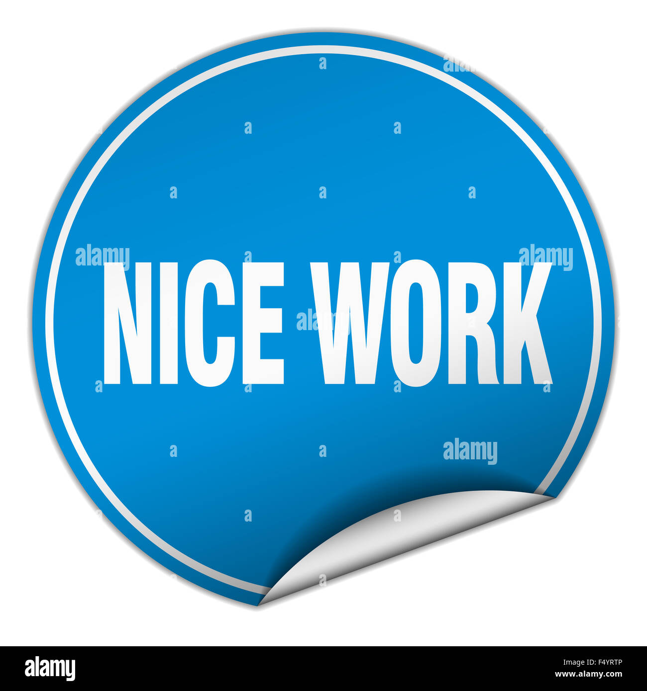 nice work round blue sticker isolated on white Stock Photo - Alamy