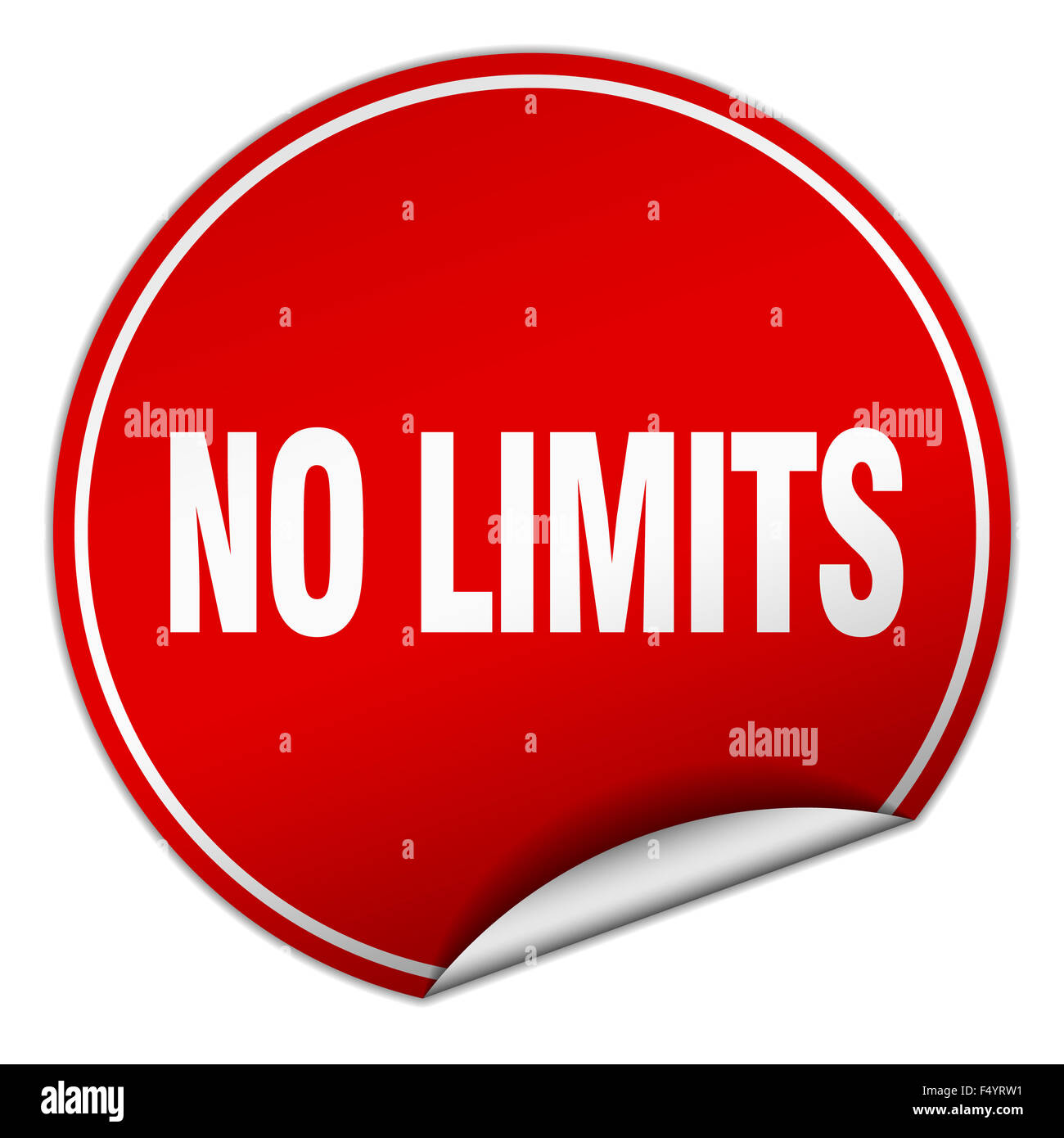 no limits round red sticker isolated on white Stock Photo - Alamy