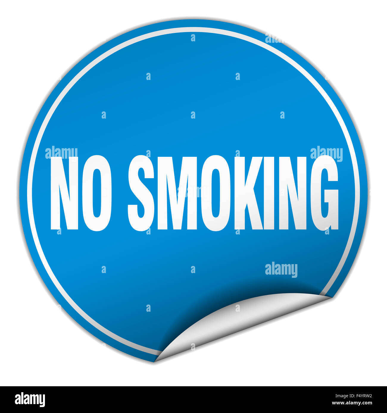 no smoking round blue sticker isolated on white Stock Photo - Alamy
