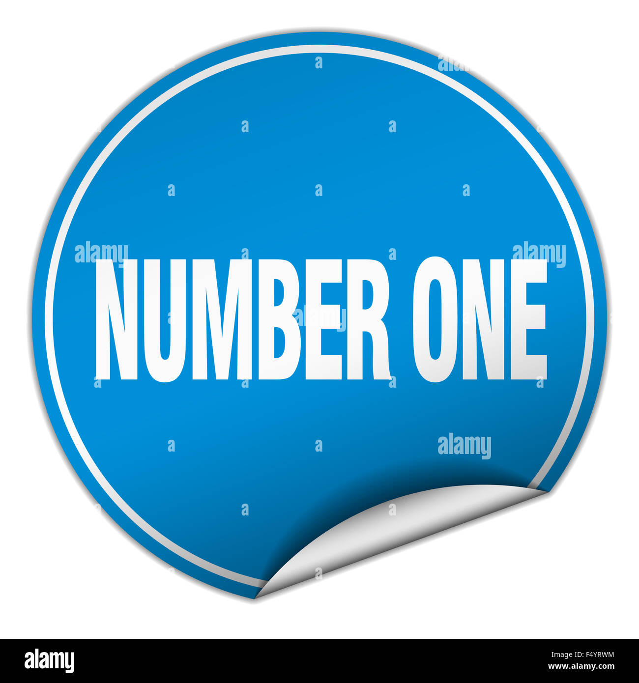 number one round blue sticker isolated on white Stock Photo - Alamy