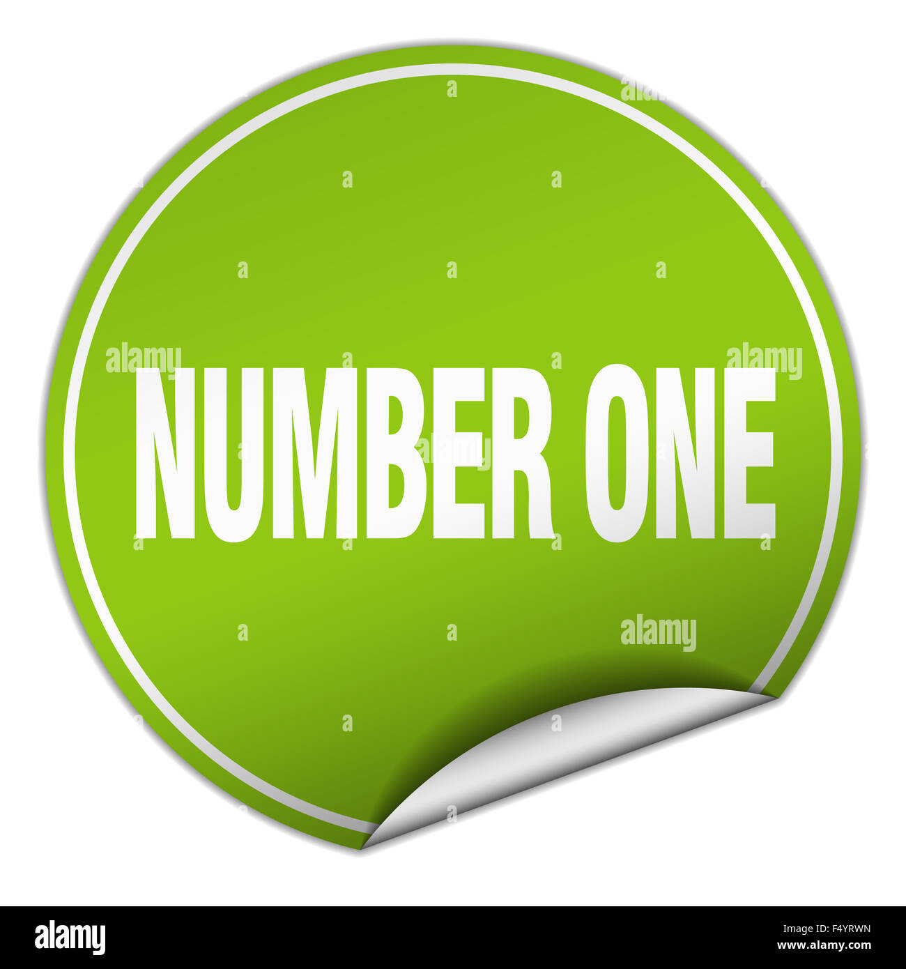 number one round green sticker isolated on white Stock Photo - Alamy
