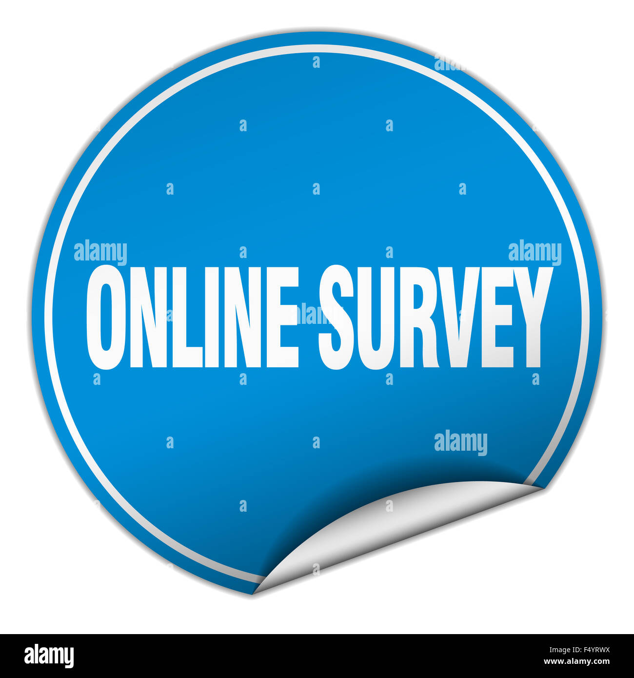 online survey round blue sticker isolated on white Stock Photo - Alamy