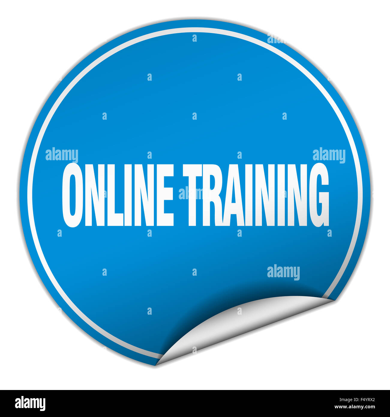 online training round blue sticker isolated on white Stock Photo - Alamy
