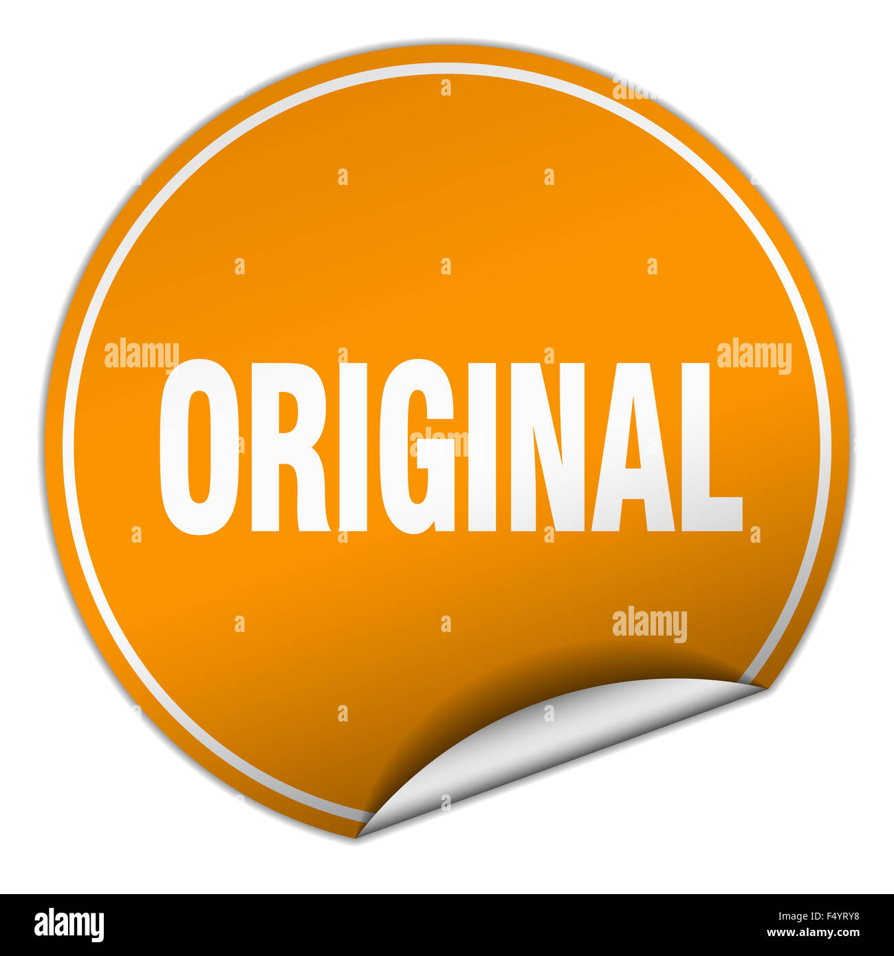 original round orange sticker isolated on white Stock Photo - Alamy
