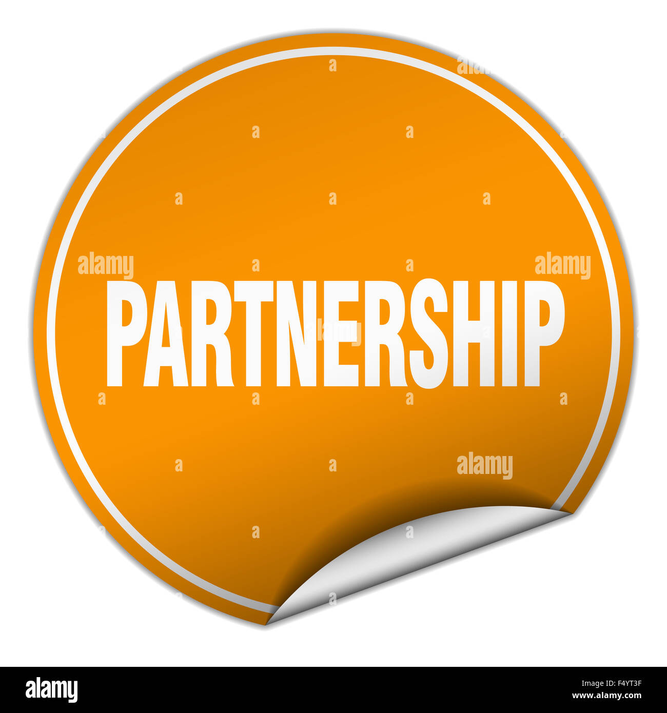 partnership round orange sticker isolated on white Stock Photo - Alamy