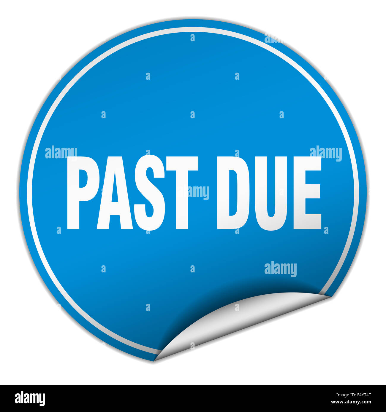 past due round blue sticker isolated on white Stock Photo - Alamy