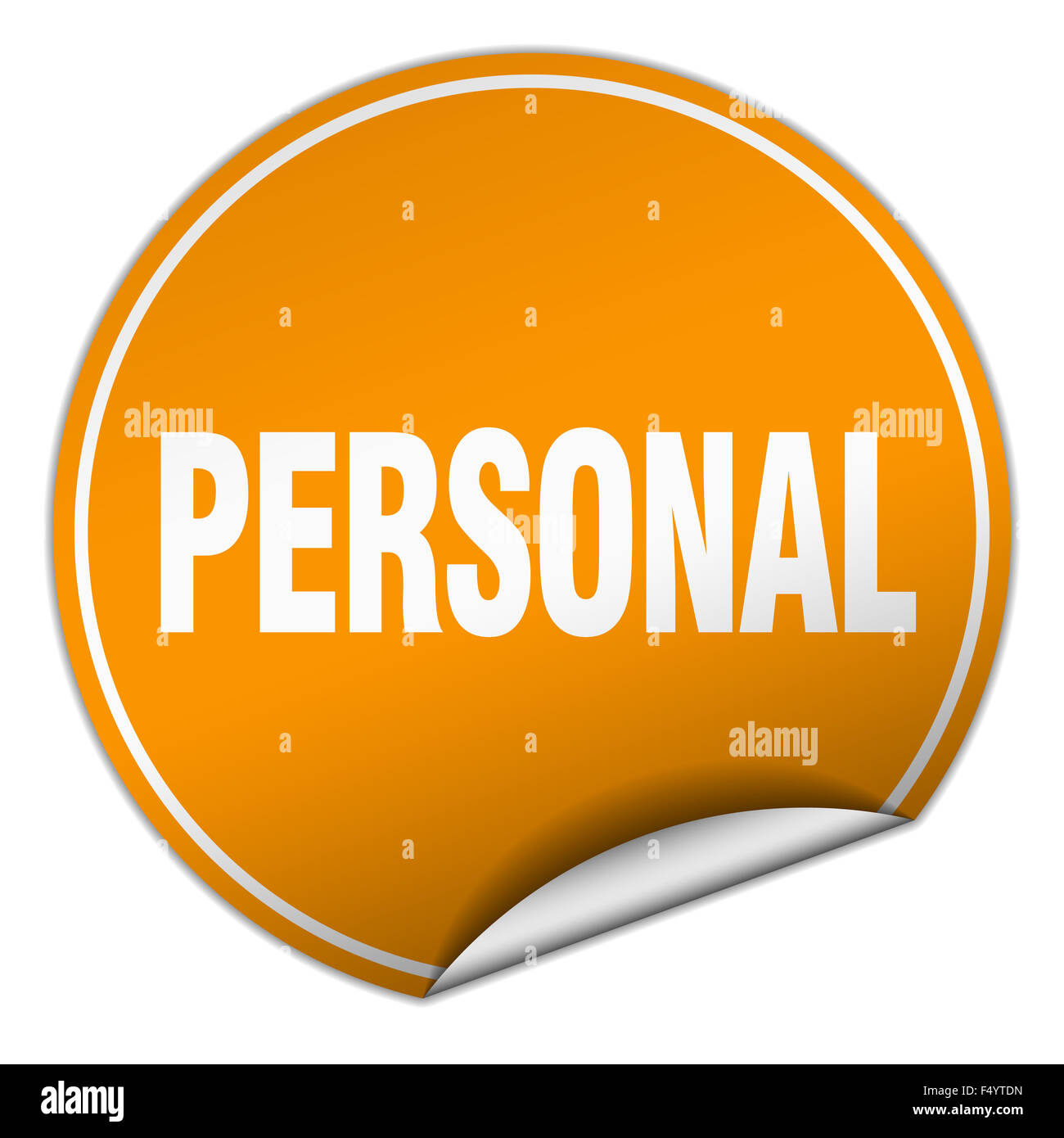 personal round orange sticker isolated on white Stock Photo - Alamy