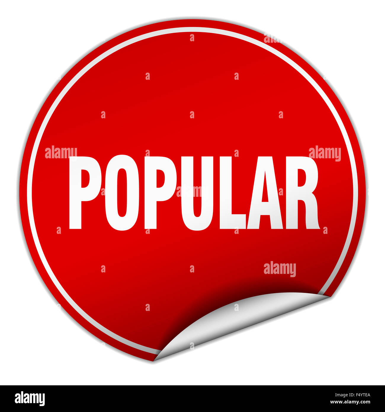 popular round red sticker isolated on white Stock Photo - Alamy