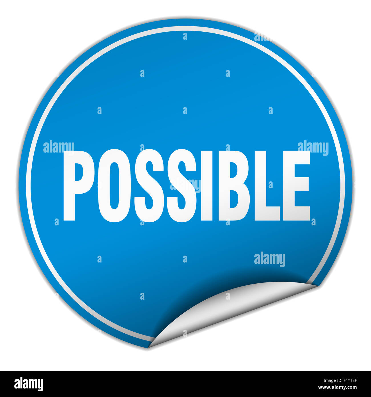 possible round blue sticker isolated on white Stock Photo - Alamy