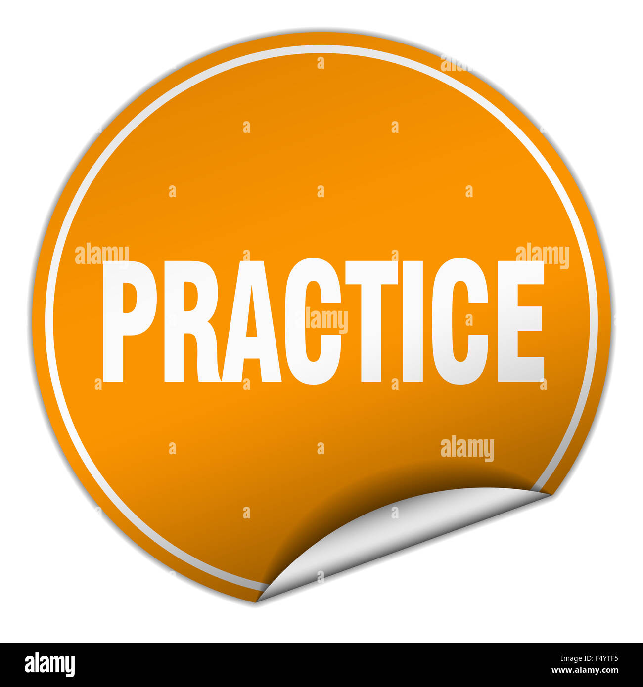 practice round orange sticker isolated on white Stock Photo - Alamy