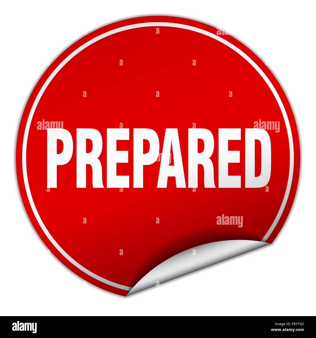prepared round red sticker isolated on white Stock Photo - Alamy