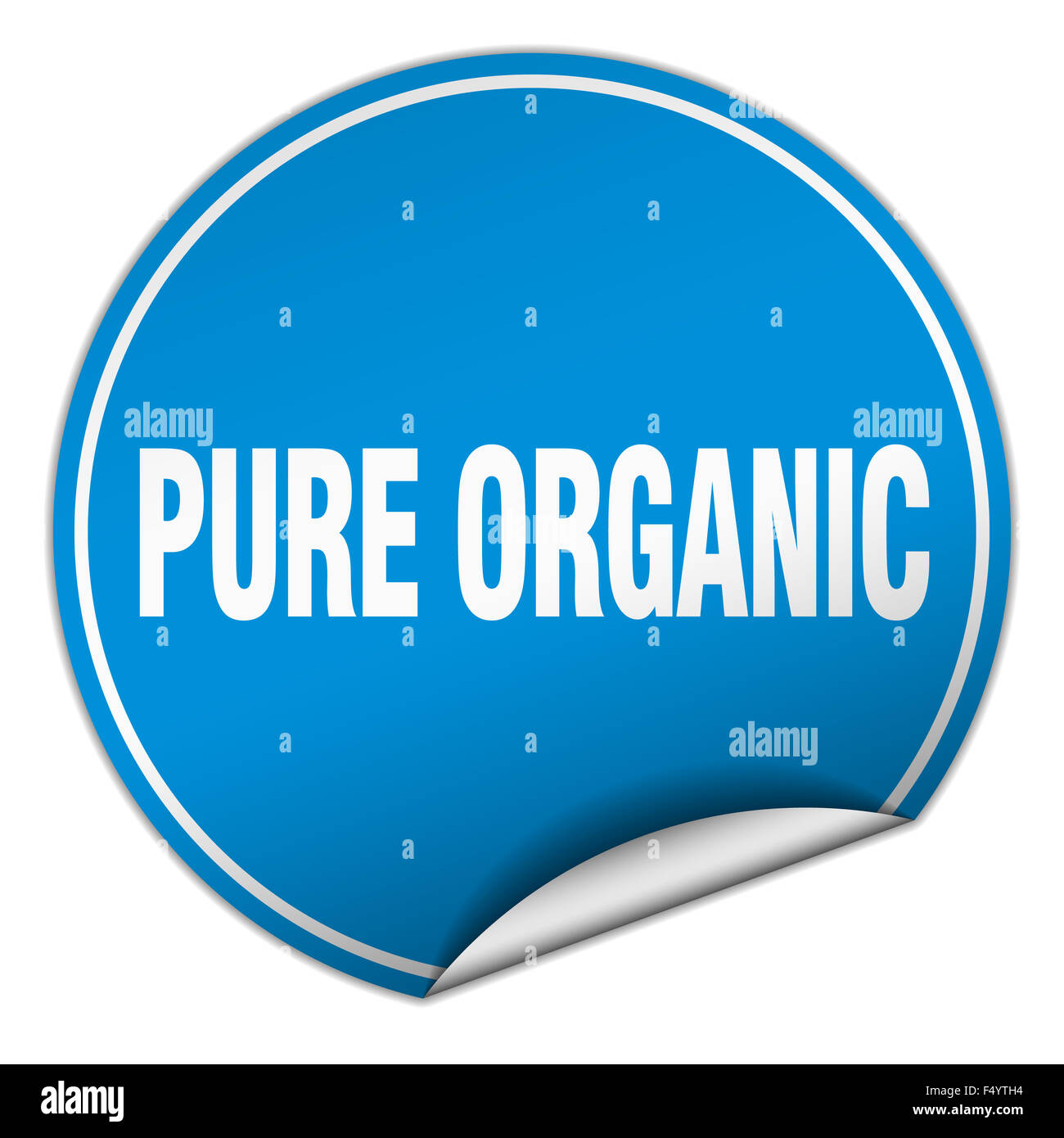 pure organic round blue sticker isolated on white Stock Photo - Alamy