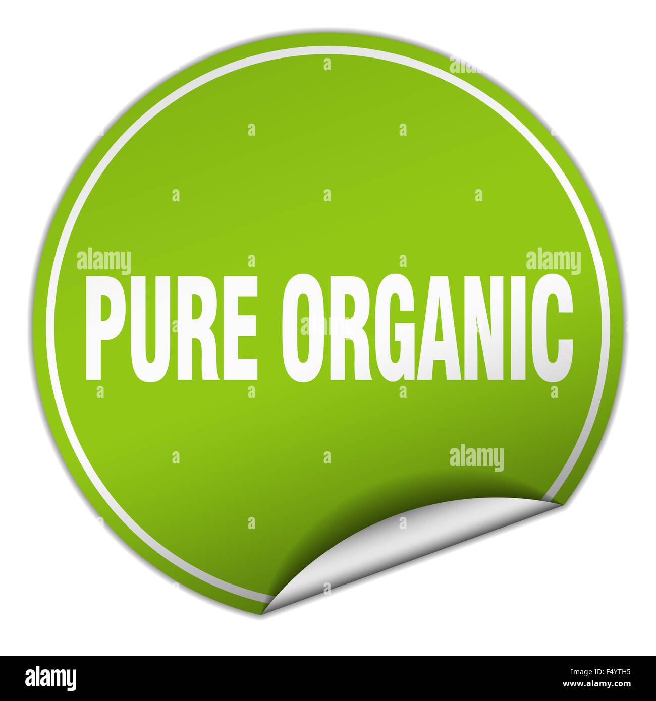 pure organic round green sticker isolated on white Stock Photo - Alamy