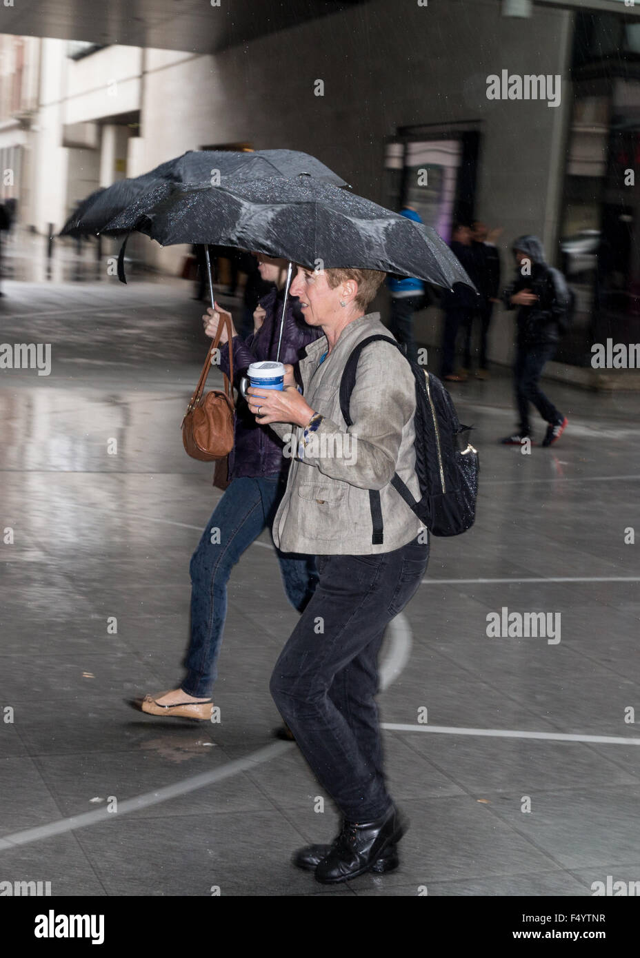 Wet weather hits London after a hot weekend Featuring: Atmosphere Where ...