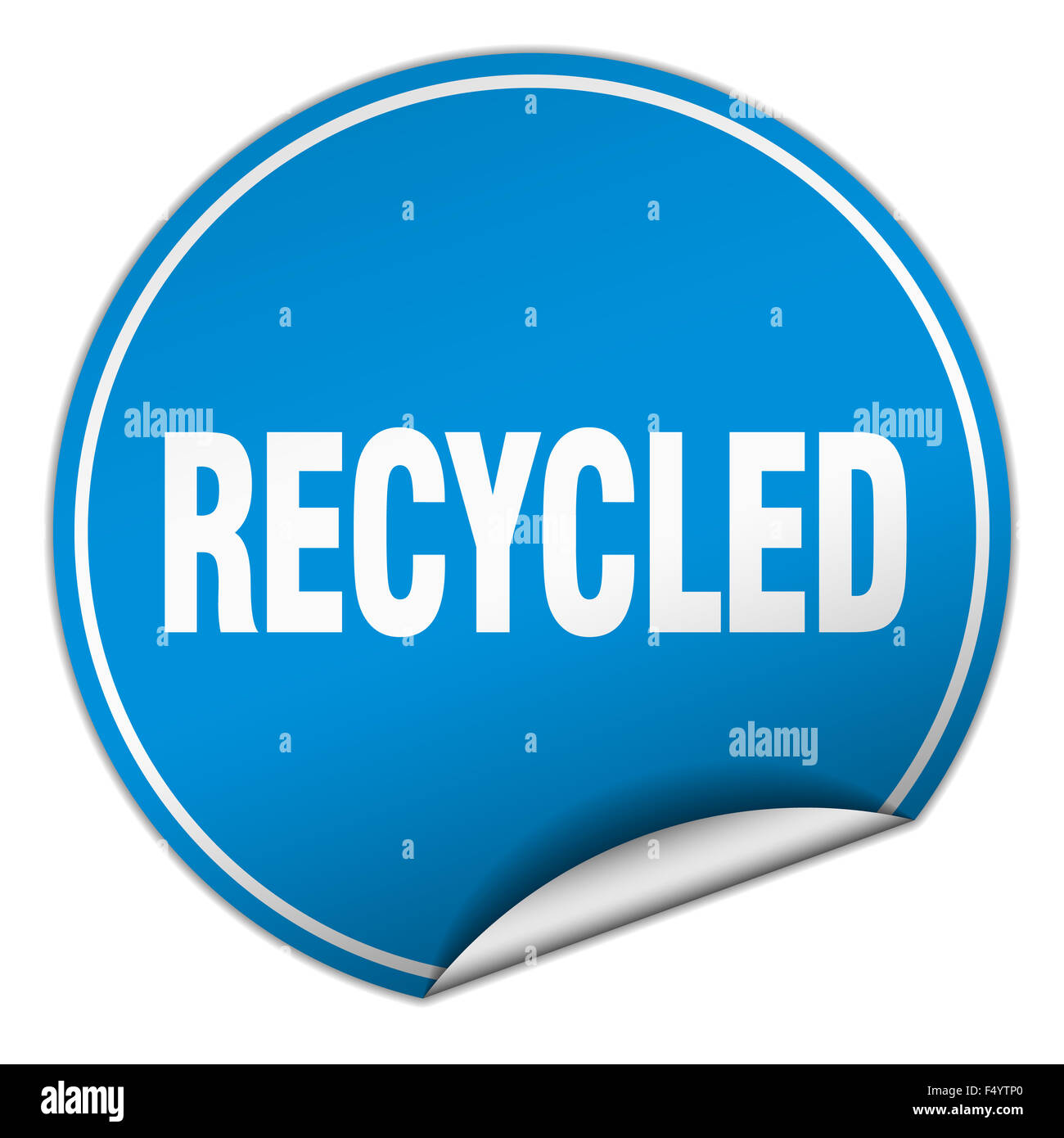recycled round blue sticker isolated on white Stock Photo - Alamy