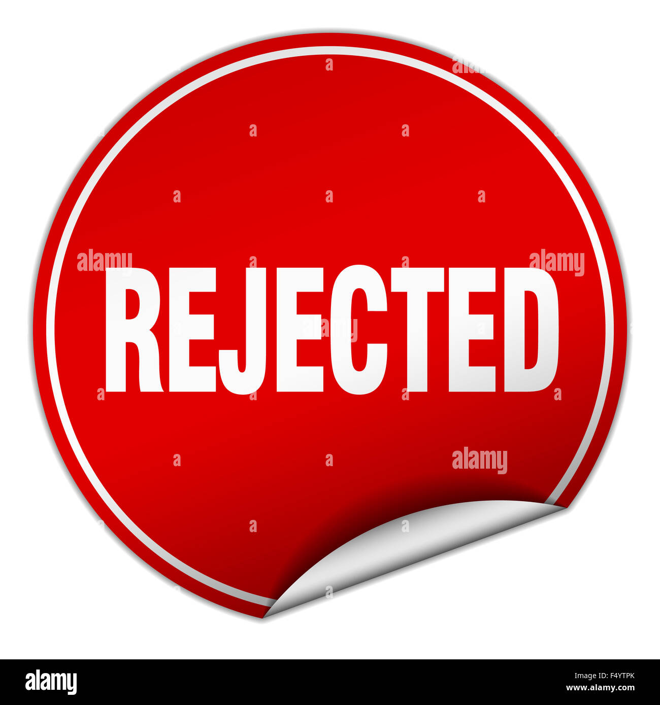 rejected round red sticker isolated on white Stock Photo - Alamy
