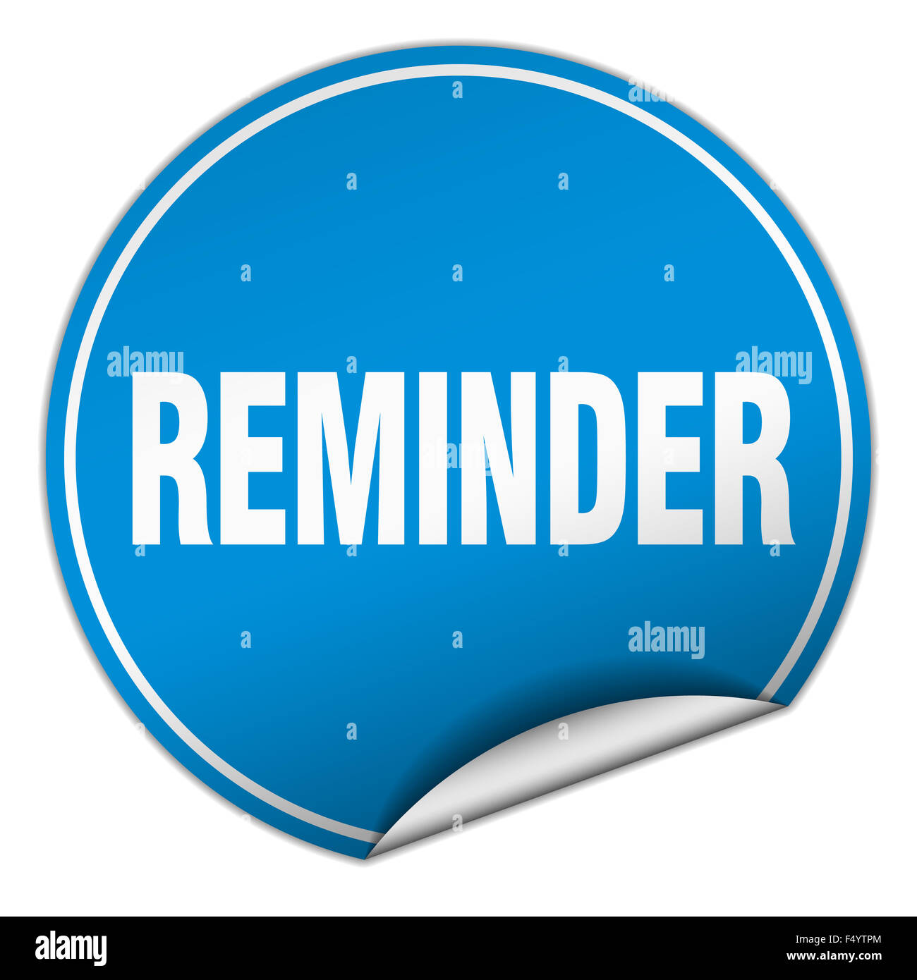 reminder round blue sticker isolated on white Stock Photo - Alamy