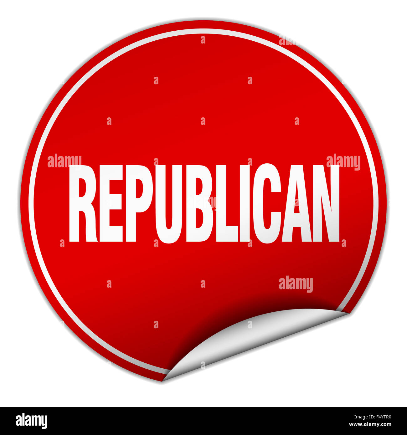 republican round red sticker isolated on white Stock Photo - Alamy