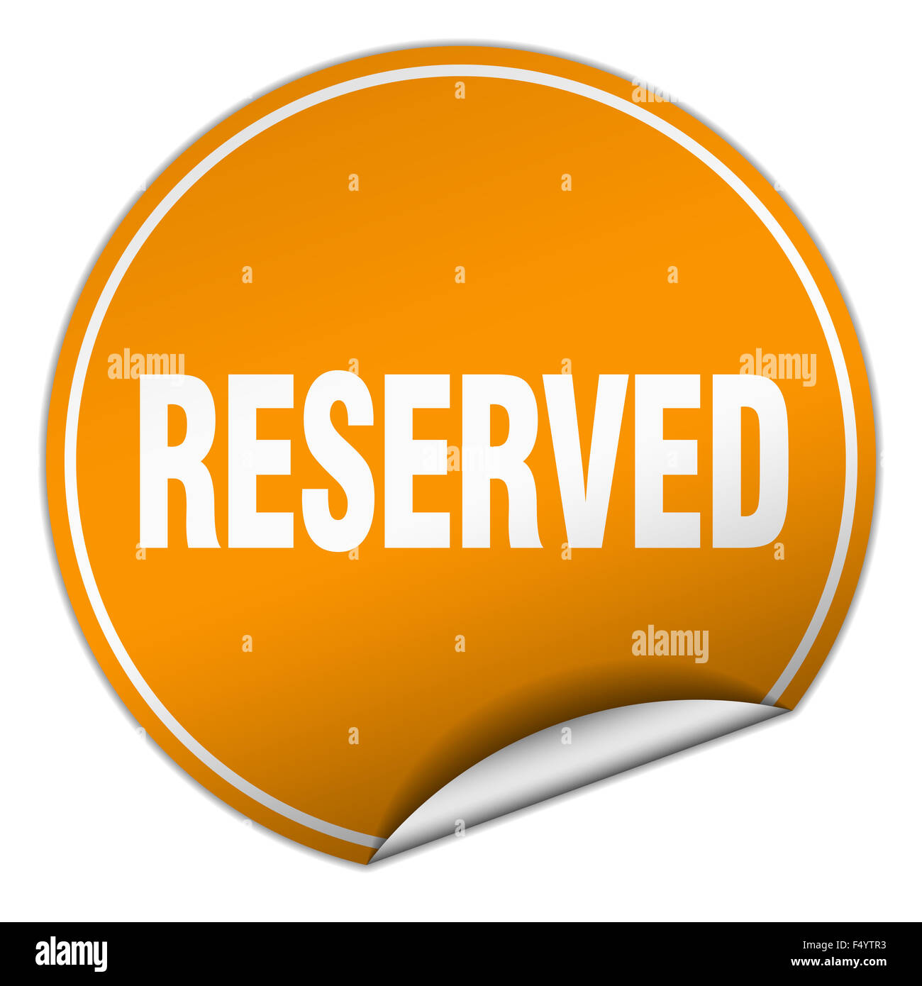 reserved round orange sticker isolated on white Stock Photo - Alamy