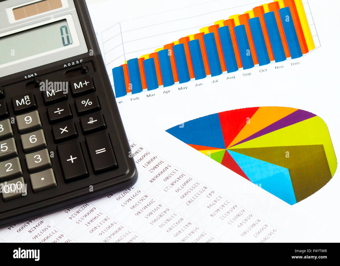 Business picture: calculator and financial graphs Stock Photo - Alamy